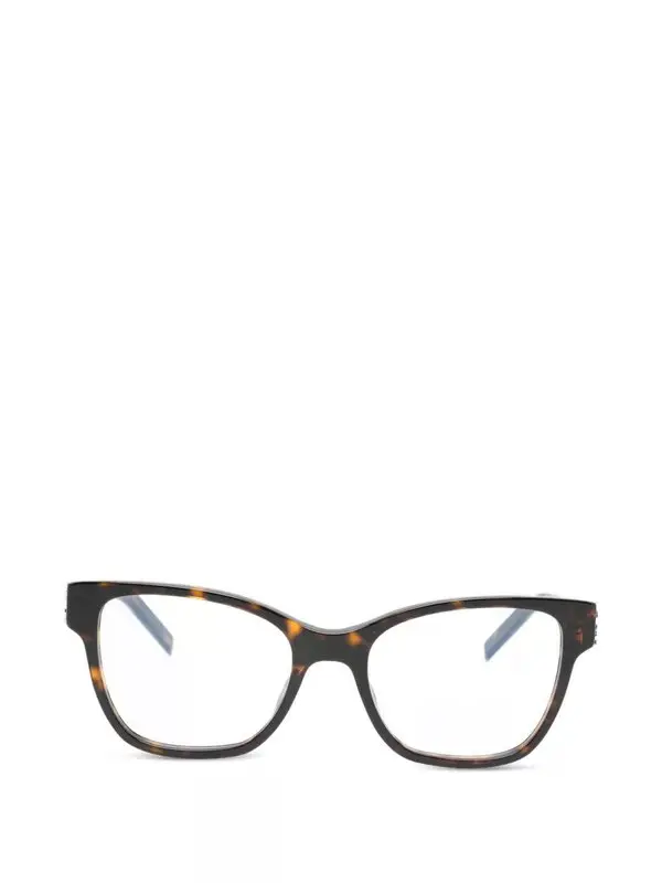 Saint Laurent Logo Rectangle-frame Glasses - Brown