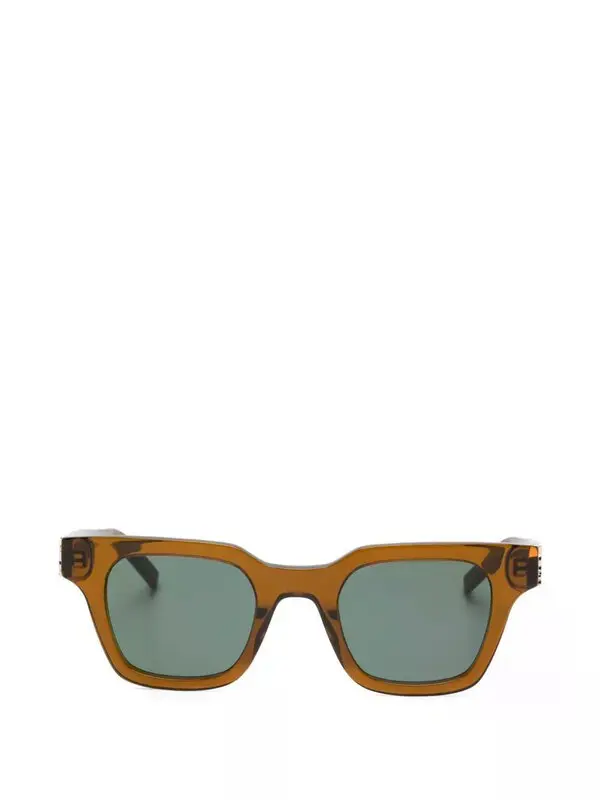 Saint Laurent Logo Square-frame Sunglasses - Brown