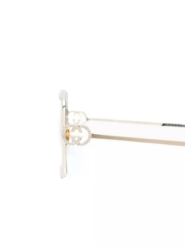 Gucci Geometric-frame Sunglasses With Logo Detail - Gold