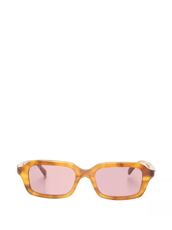 Gucci Logo-rectangular Sunglasses - Brown