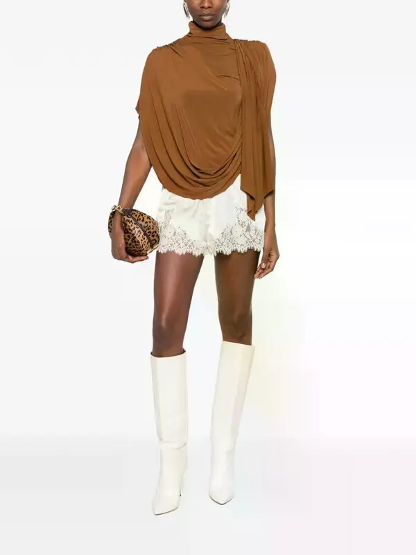 Nina Ricci High-neck Draped Top - Brown