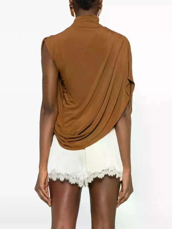 Nina Ricci High-neck Draped Top - Brown