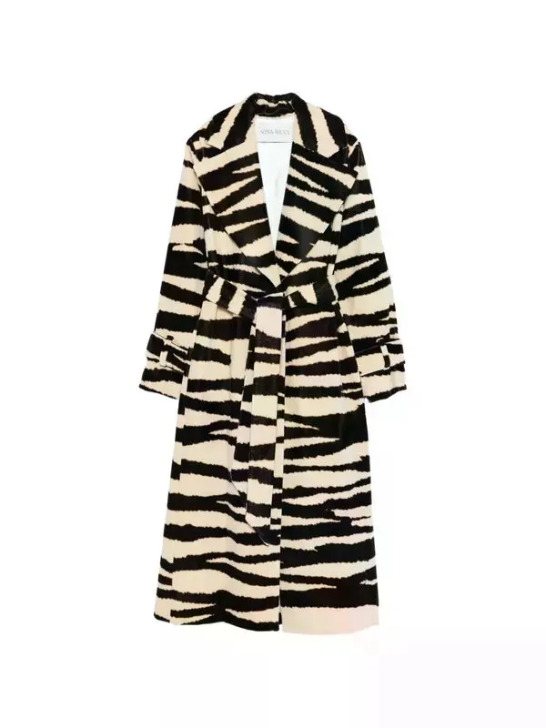 Nina Ricci Zebra-print Belted Coat - Neutrals