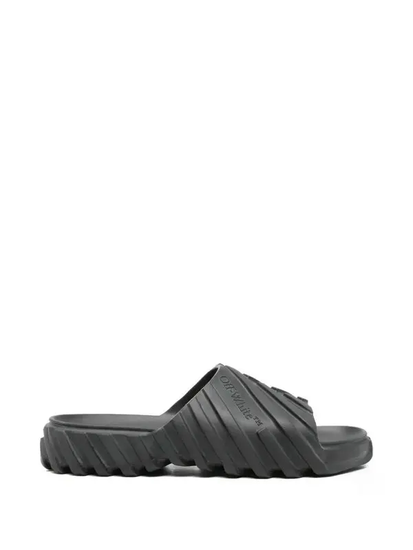 Off-White Embossed Slides - Black
