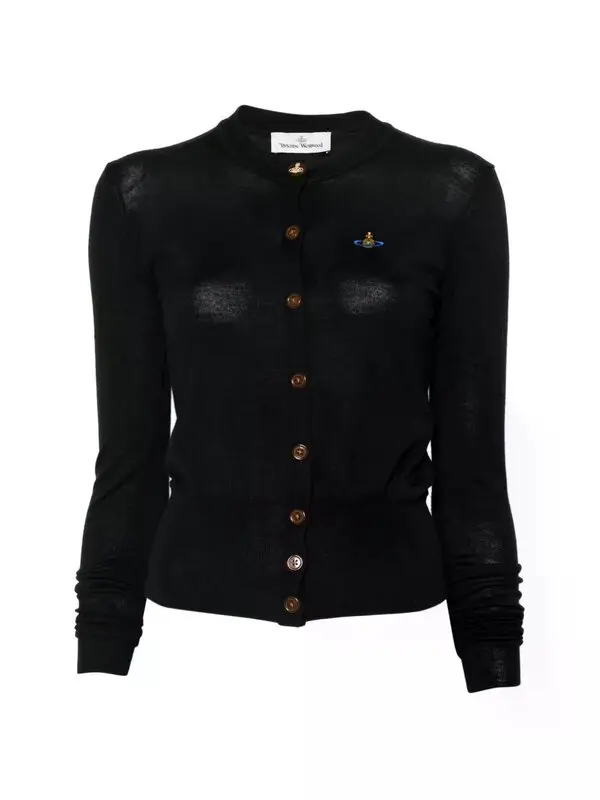 VIVIENNE WESTWOOD Orb-embroidered Wool Cardigan - Black