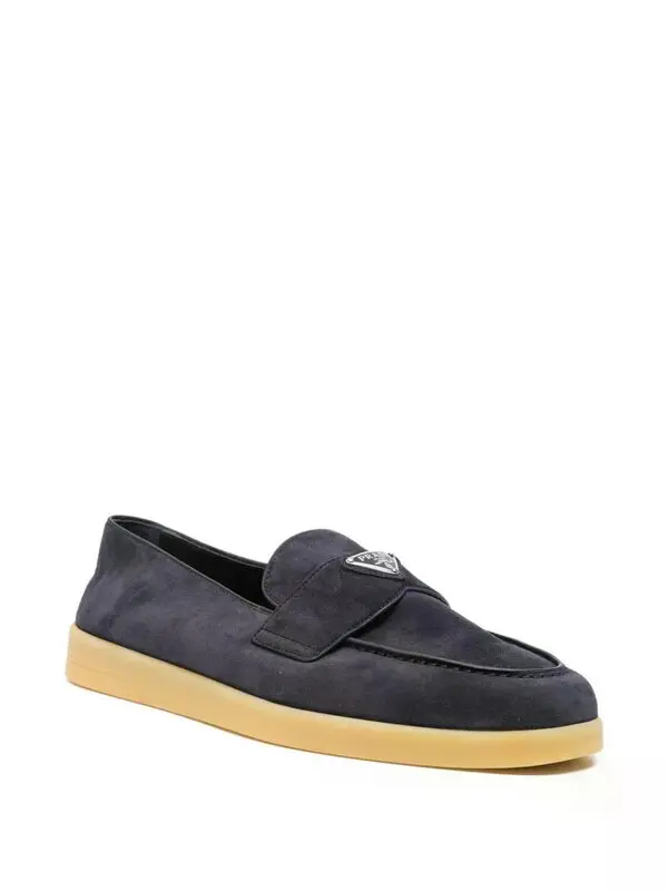 Prada Logo-plaque Suede Loafers