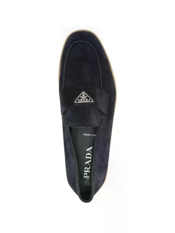 Prada Logo-plaque Suede Loafers