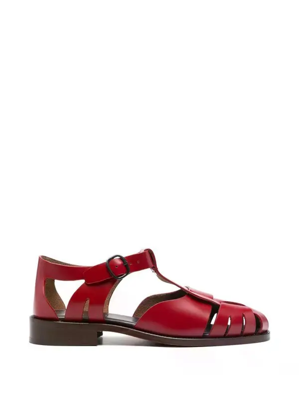 Hereu Pesca Buckle Leather Sandals - Red