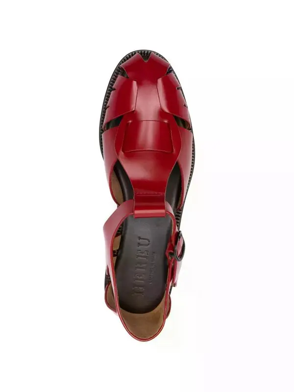 Hereu Pesca Buckle Leather Sandals - Red