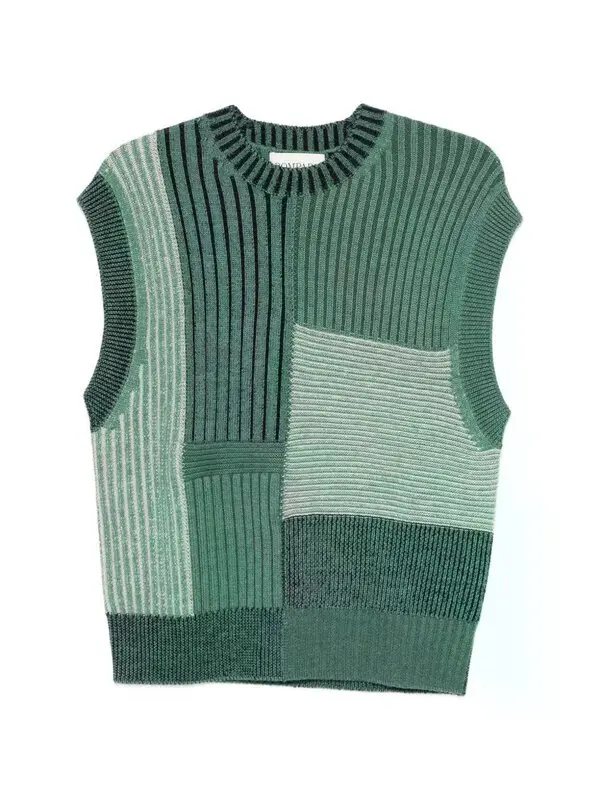 Eric Bompard Sleeveless Knit Patchwork Vest - Green