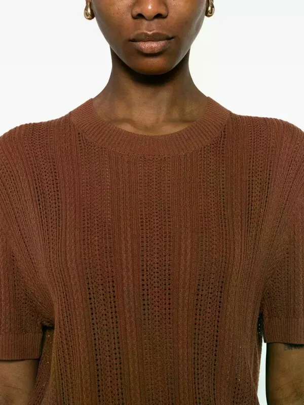 Eric Bompard Round-neck Knitted T-shirt - Brown