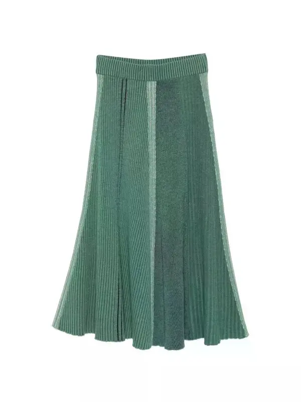 Eric Bompard Patchwork Ribbed Knit Skirt - Green