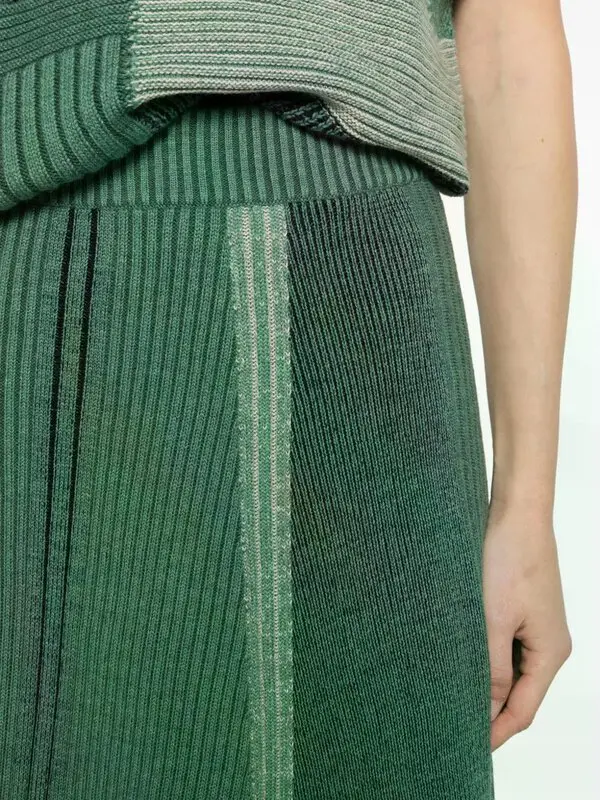 Eric Bompard Patchwork Ribbed Knit Skirt - Green