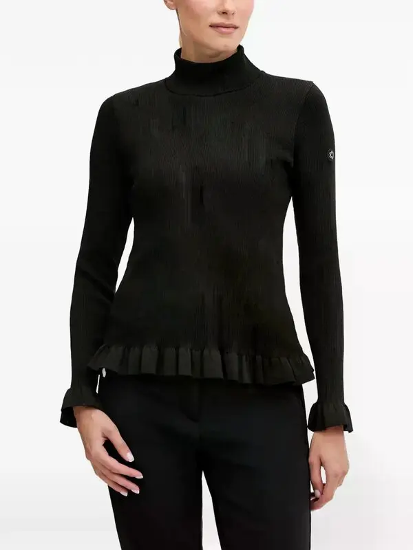 NEWLAND Ruffled Roll-neck Top - Black