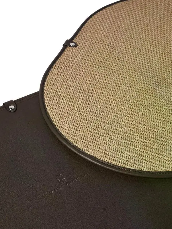 Brunello Cucinelli 2-piece Raffia-effect Techno Cotton And Leather Place Mat Set