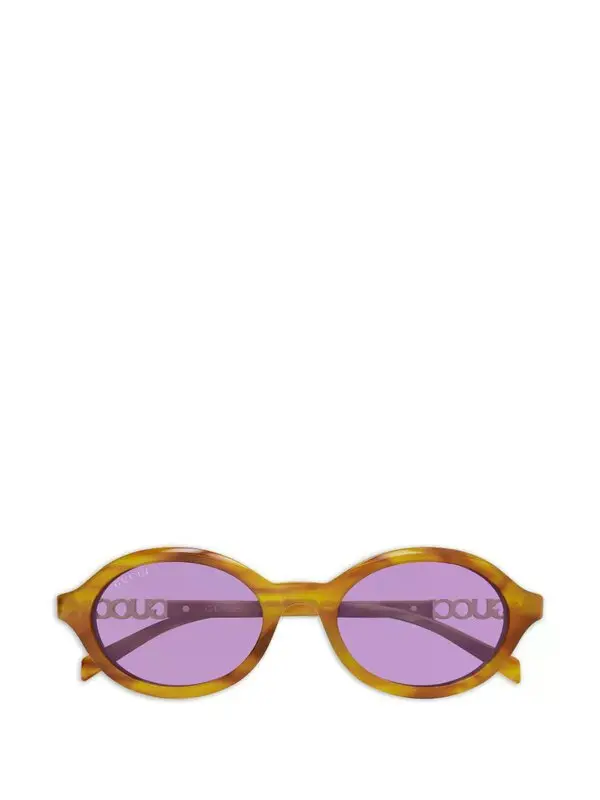 Gucci Oval Logo-detail Sunglasses - Brown