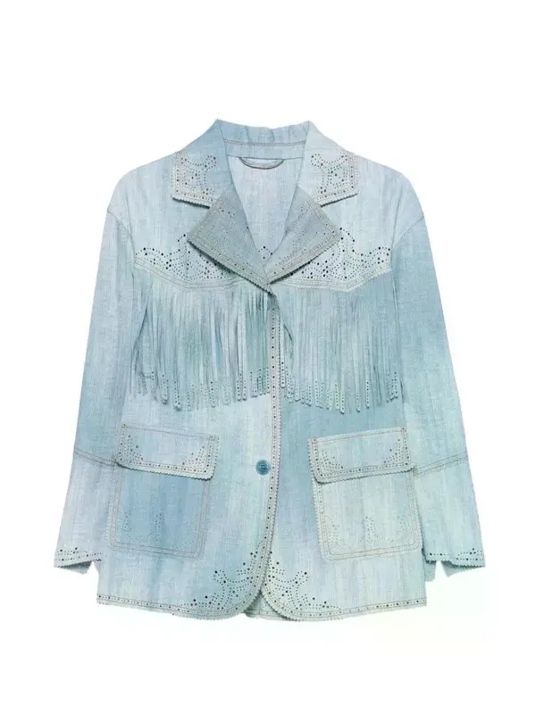 Ermanno Scervino Fringed Laser-cut Jacket - Blue