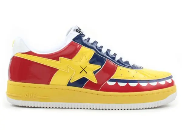 A BATHING APE Sta Low Kaws Chompers - Yellow/red/white