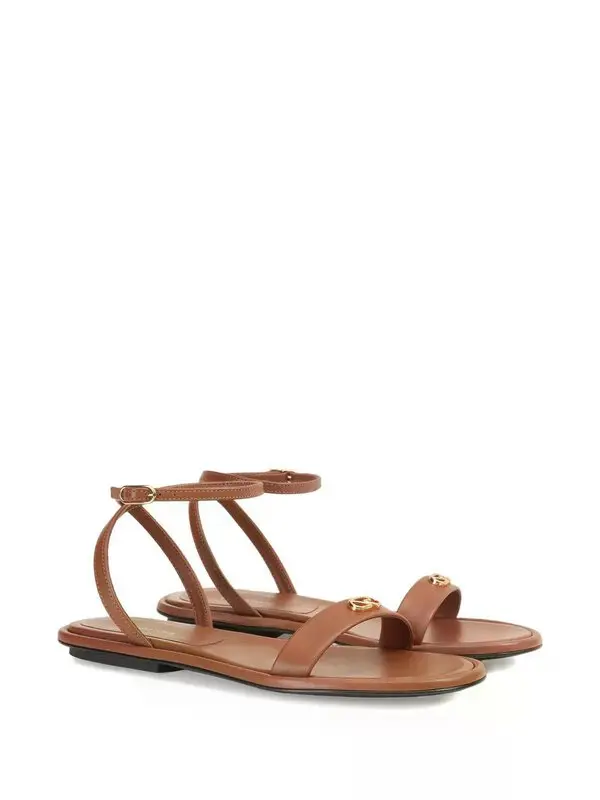 SERGIO ROSSI Logo-detail Ankle-strap Sandals - Brown