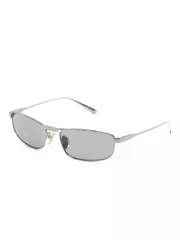 Balenciaga Logo-engraved Rectangle-frame Sunglasses - Silver