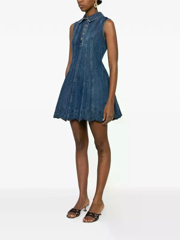 self portrait a line dress Lily Mesh Lace A-Line Midi-Dress