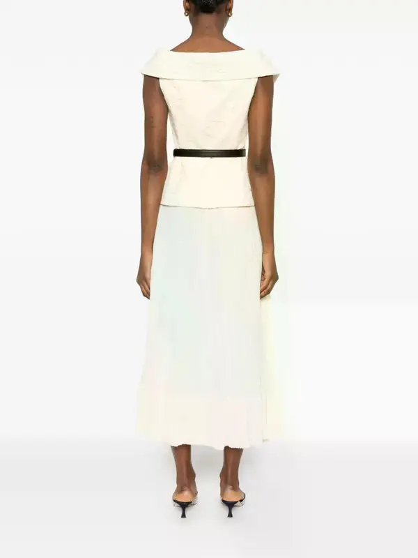 SELF-PORTRAIT Lace Chiffon Midi Dress - Neutrals | Editorialist