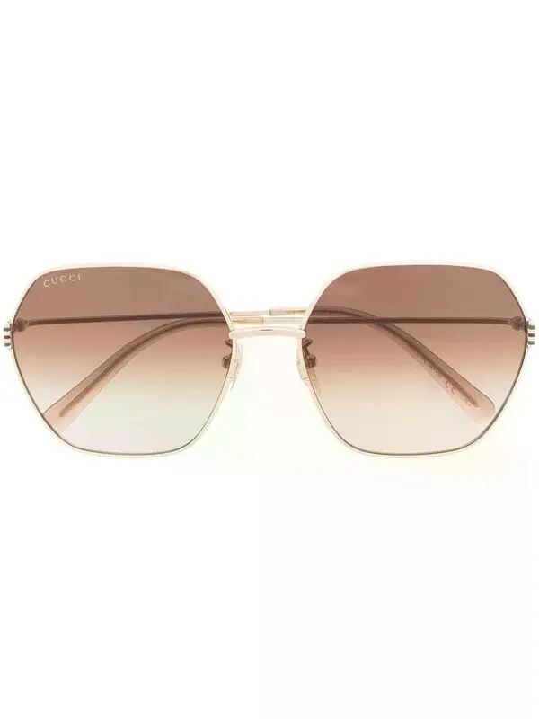 Gucci Geometric-frame Hexagonal Sunglasses - Gold