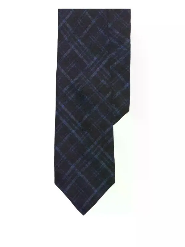 Ralph Lauren Purple Label Plaid Silk Tie - Blue