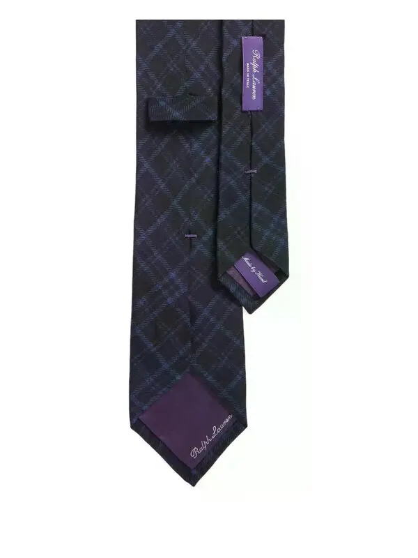 Ralph Lauren Purple Label Plaid Silk Neck Tie - Blue