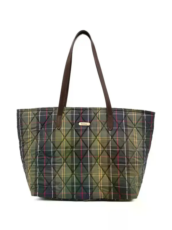 Barbour Tartan Pattern Quilted Shoulder Bag