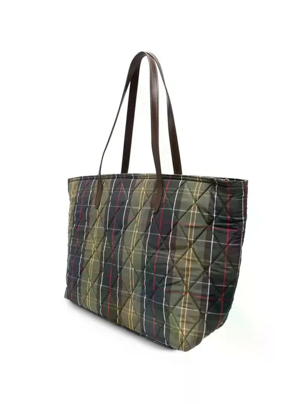 Barbour Tartan Pattern Quilted Shoulder Bag