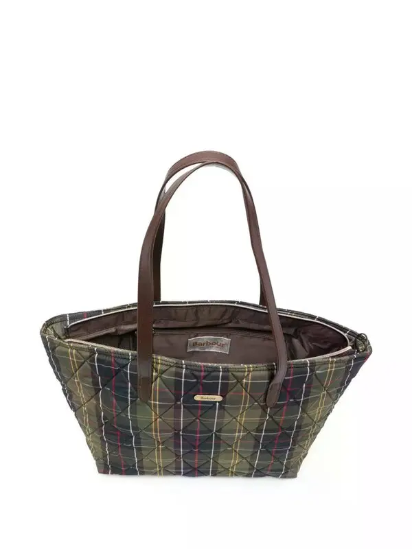 Barbour Tartan Pattern Quilted Shoulder Bag