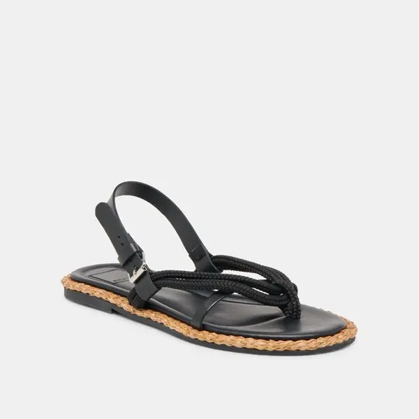 DOLCEVITA Reed Braided Sandals - Black Leather