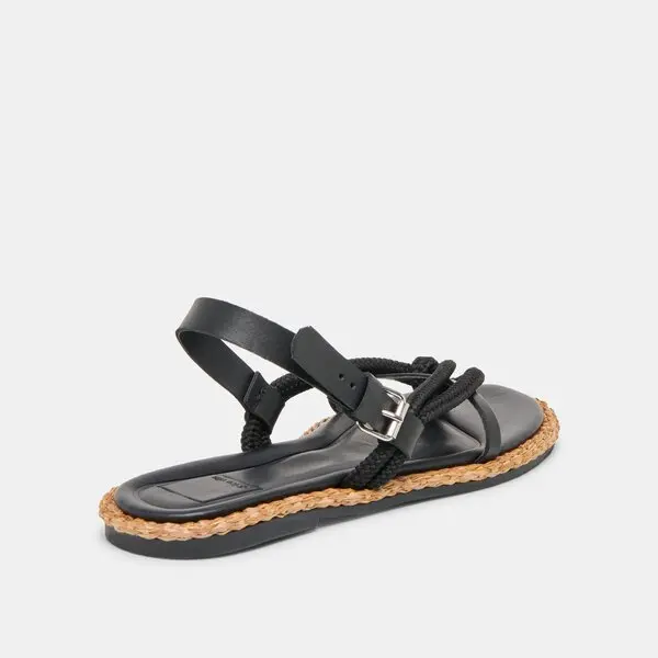 DOLCEVITA Reed Braided Sandals - Black Leather