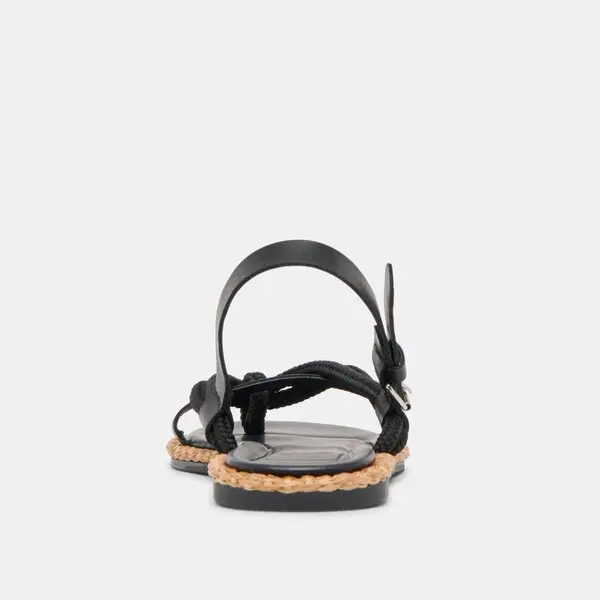 DOLCEVITA Reed Braided Sandals - Black Leather