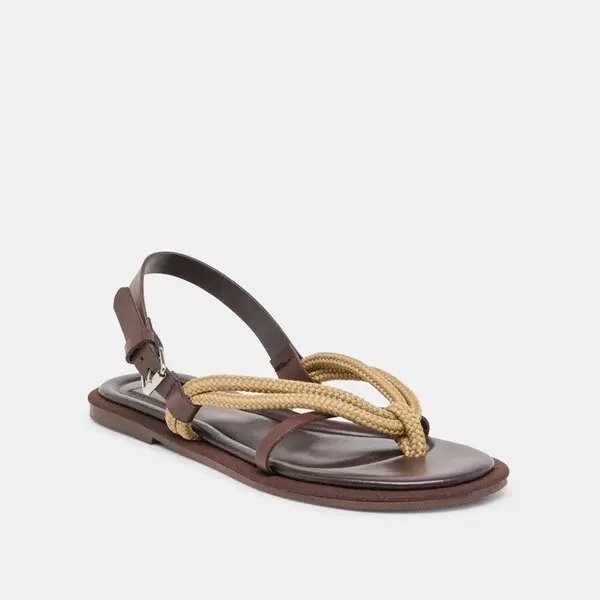 DOLCEVITA Reed Braided Strap Sandals - Dk Brown Leather