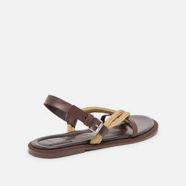 DOLCEVITA Reed Braided Strap Sandals - Dk Brown Leather