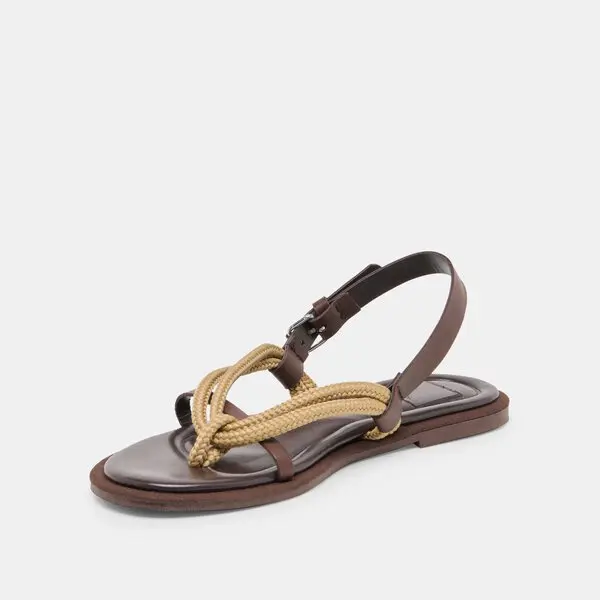 DOLCEVITA Reed Braided Strap Sandals - Dk Brown Leather