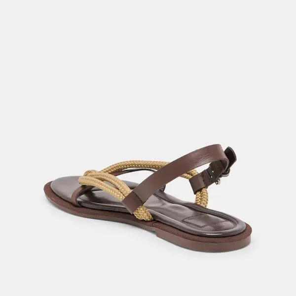 DOLCEVITA Reed Braided Strap Sandals - Dk Brown Leather