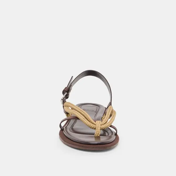 DOLCEVITA Reed Braided Strap Sandals - Dk Brown Leather