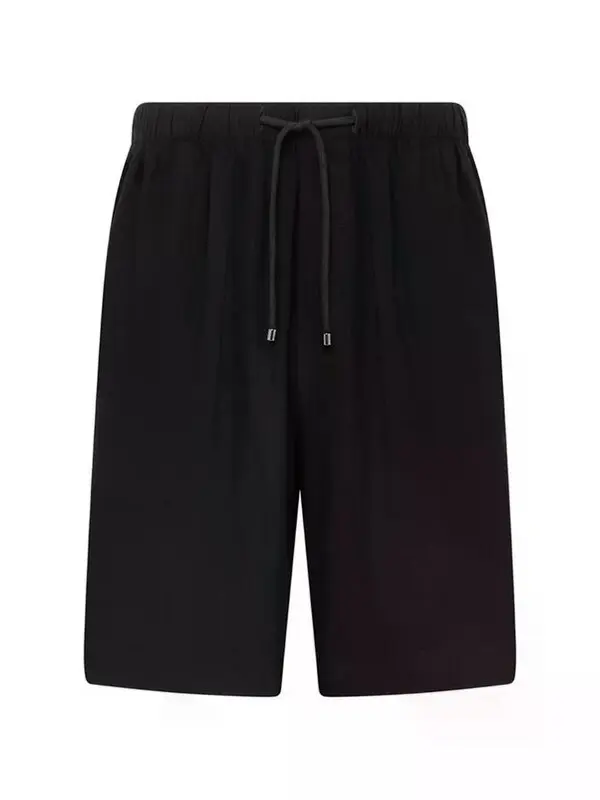 LANEUS Drawstring Embroidered Shorts - Black