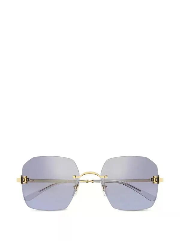 CARTIER Geometric-frame Logo Sunglasses - Gold