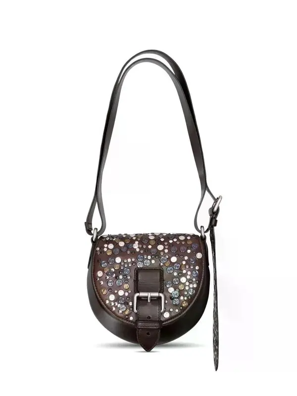 Dries Van Noten Embellished Buckle Messenger Bag - Brown