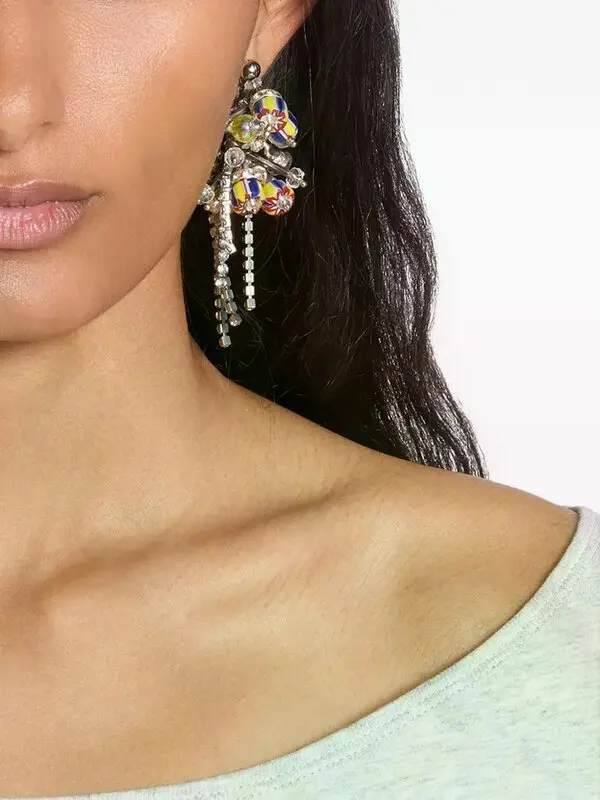 Dries Van Noten Beaded Drop Earrings - Yellow