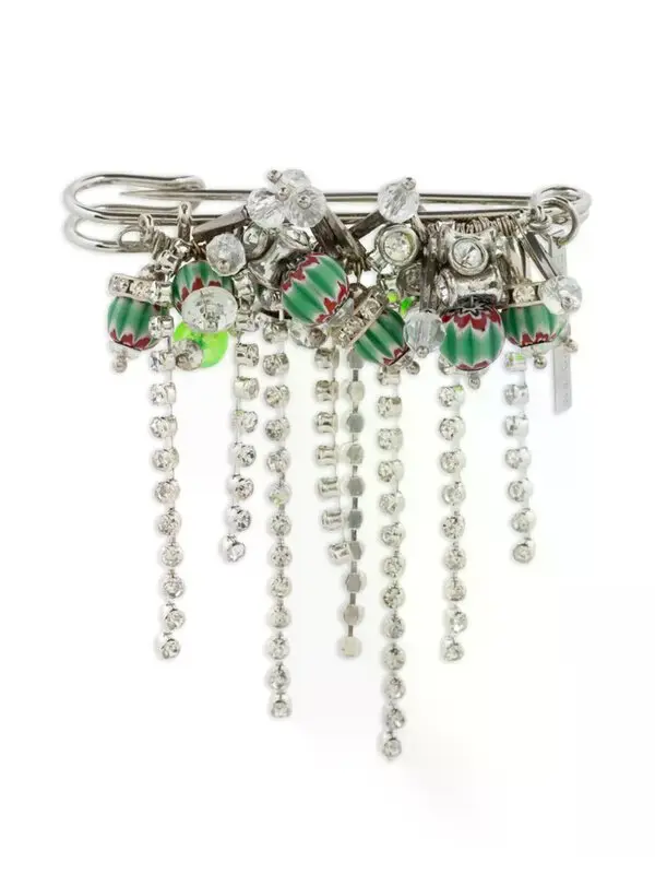 Dries Van Noten Beaded Brooch - Silver