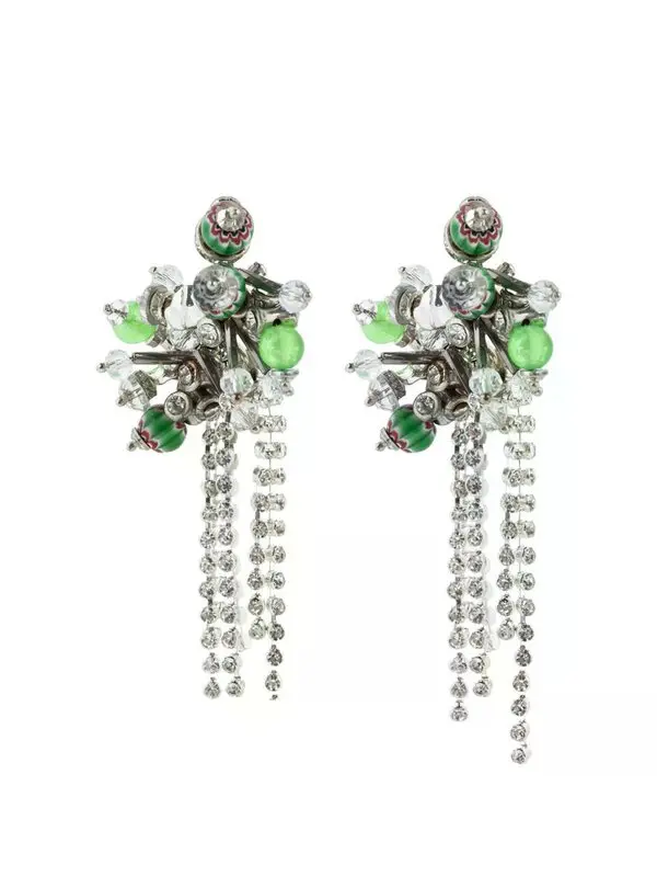 Dries Van Noten Beaded Drop Earrings - Silver