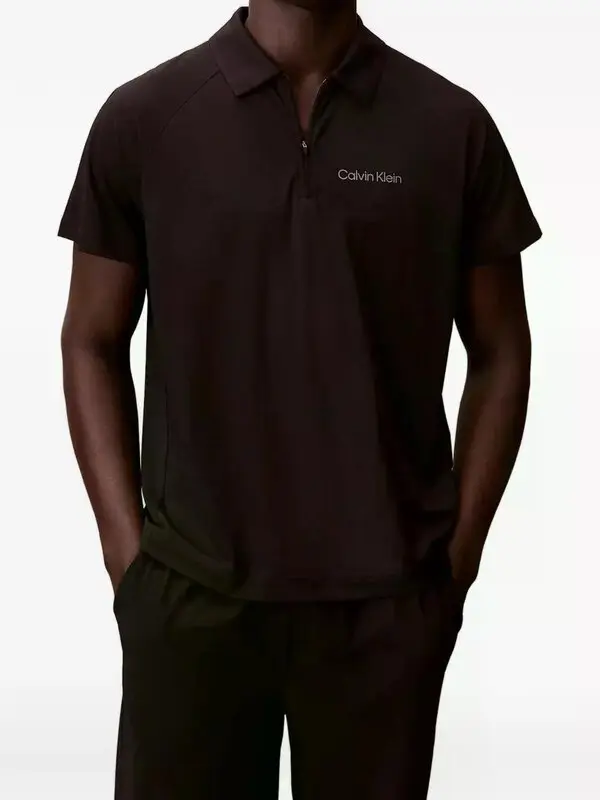Calvin Klein Logo-detail Polo Shirt - Black