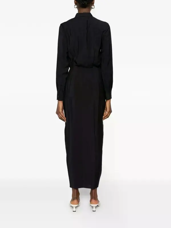 Emporio Armani Long-sleeve Buttoned Midi Dress - Blue