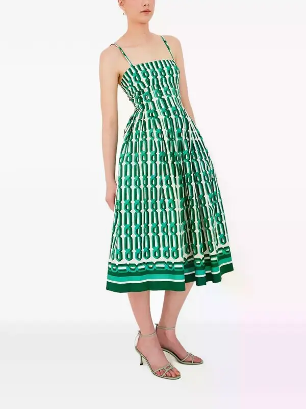 Cara Cara Sea Island Geometric-print Midi Dress - Green