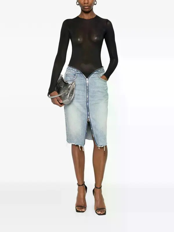 Alexander Wang Zip-up Raw-hem Fitted Skirt